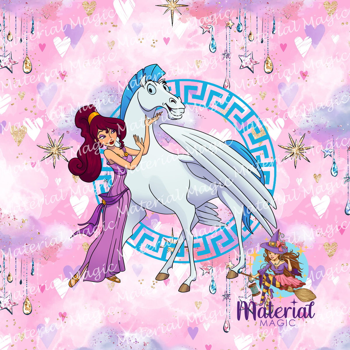 Pony Panel Meg Pink Clouds – Material Magic